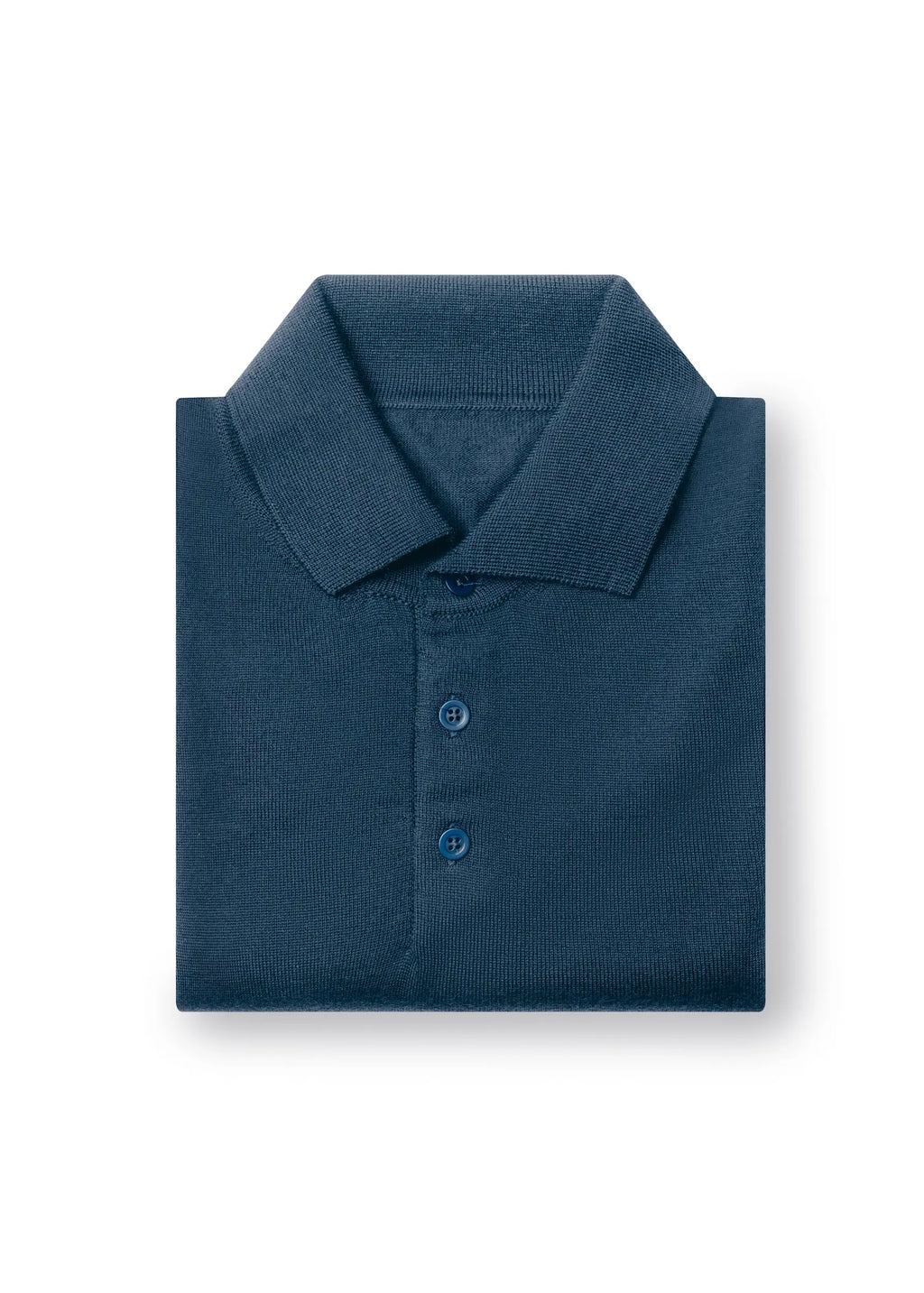 Navy Blue Merino Wool Long Sleeve Polo